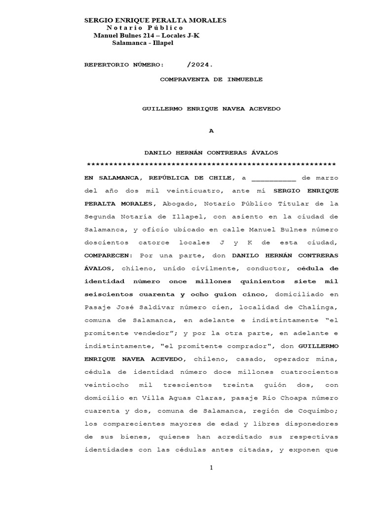 Compraventa de GUILLERMO ENRIQUE NAVEA ACEVEDO | PDF