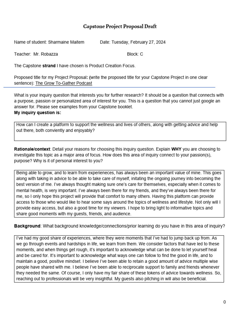 Capstone Draft Proposal 1 | PDF