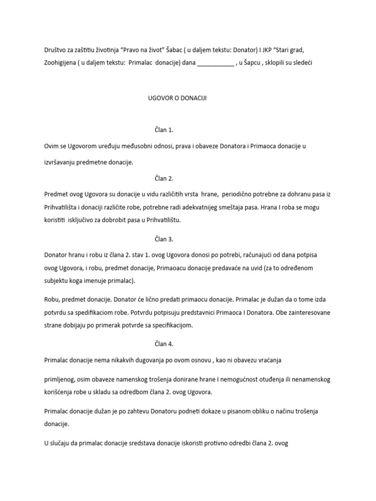 Ugovor o Donaciji - 1 | PDF