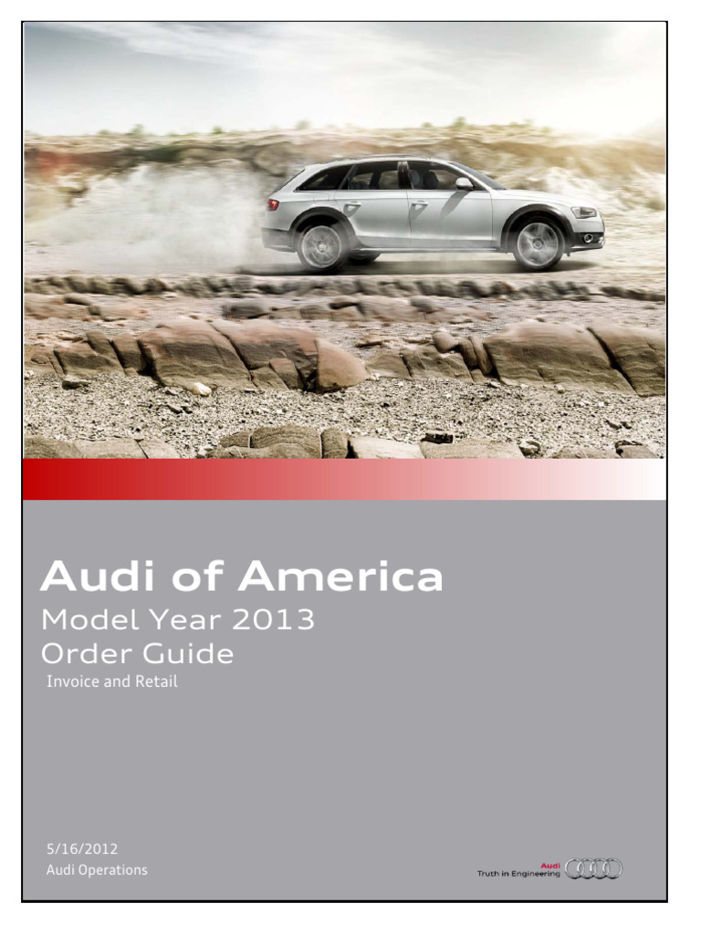 2013 Audi Order Guide and Pricing | PDF | Automotive Technologies ...