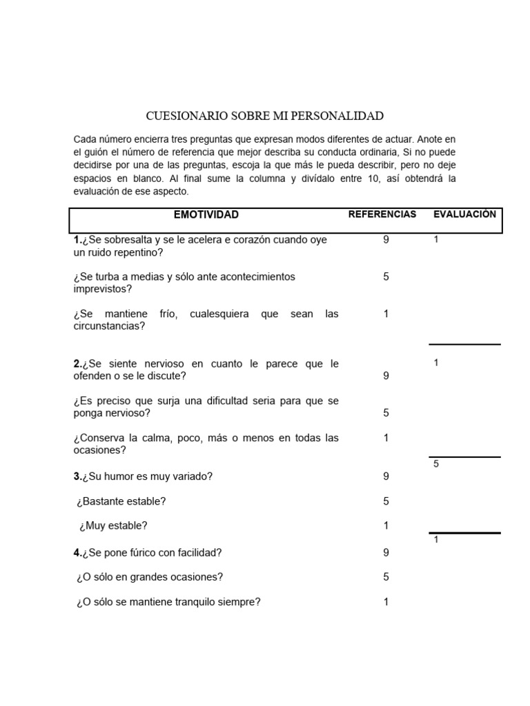 Test de Personalidad | PDF