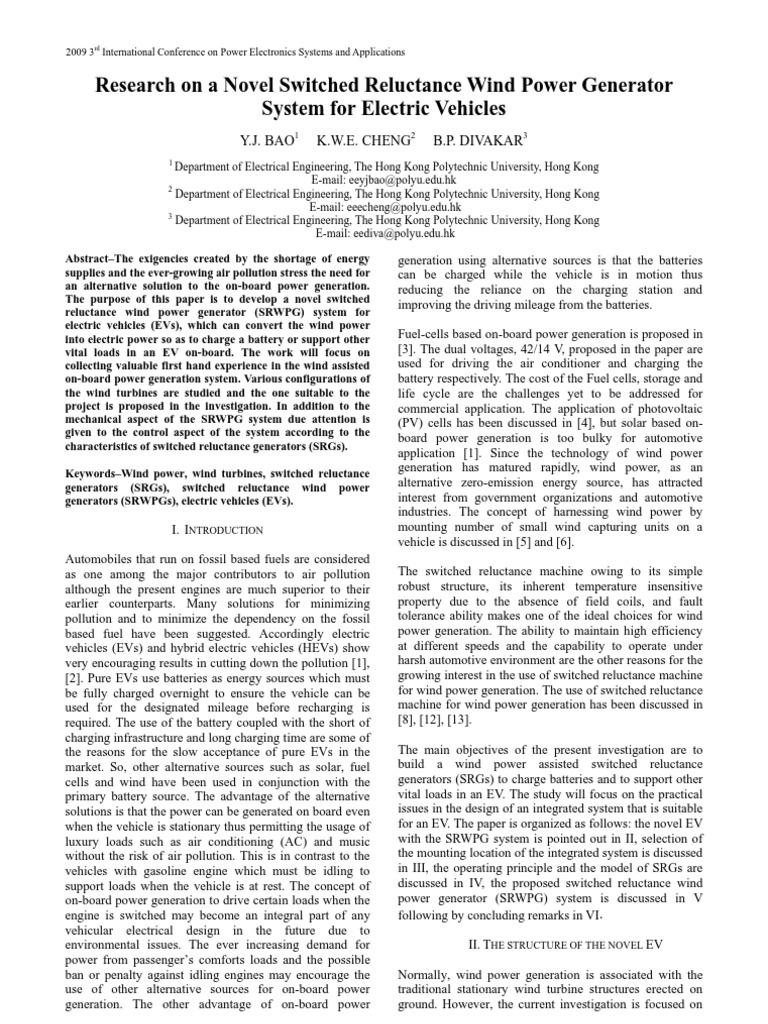 SRG For VH | PDF | Electric Vehicle | Wind Power