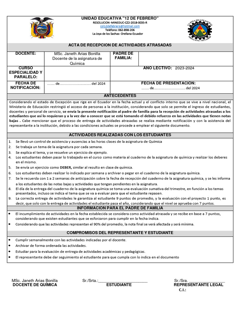 Formato de Informe de Aprendizaje y Asistencia | PDF