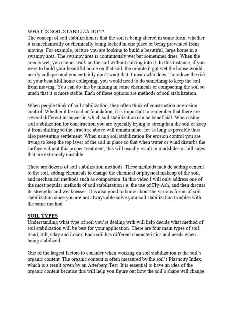 Fly Ash Soil Stabilization | PDF | Fly Ash | Soil