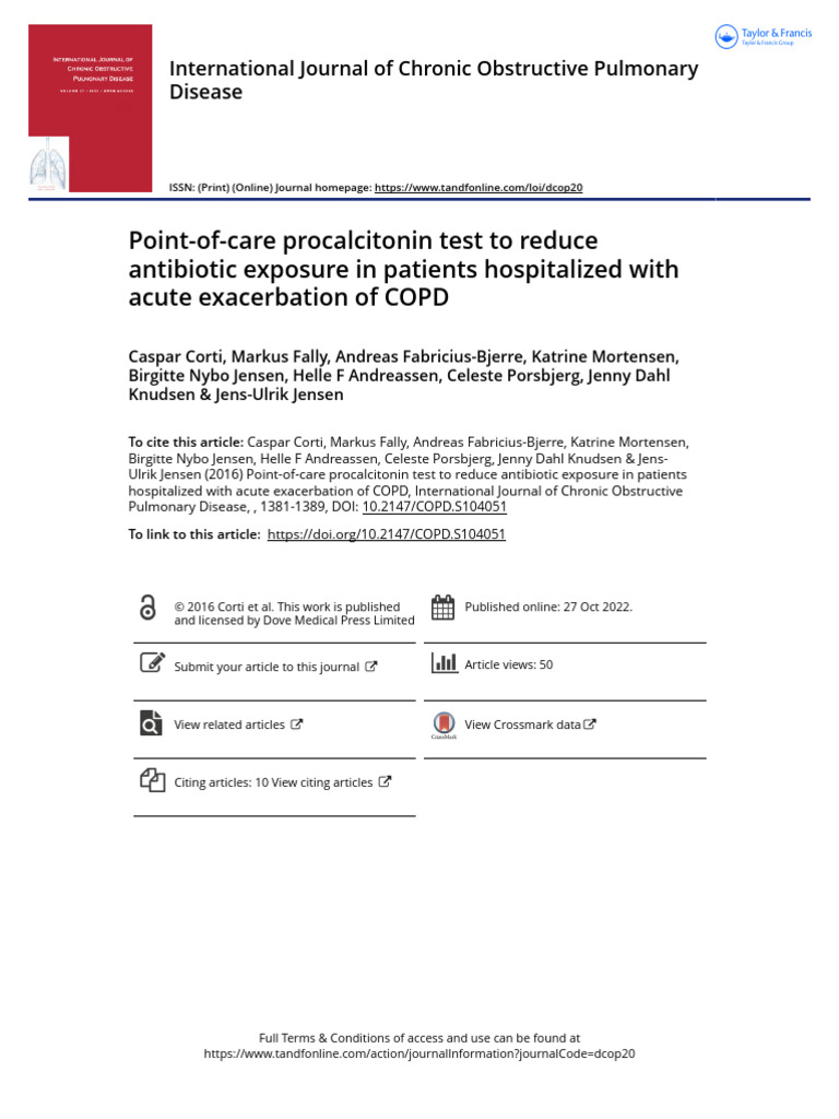 Point of Care Procalcitonin Test To Reduce Antibiotic Exposure in ...