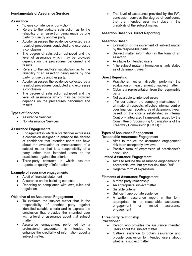 Assurance Services Overview and Types | PDF | Audit | Financial Audit