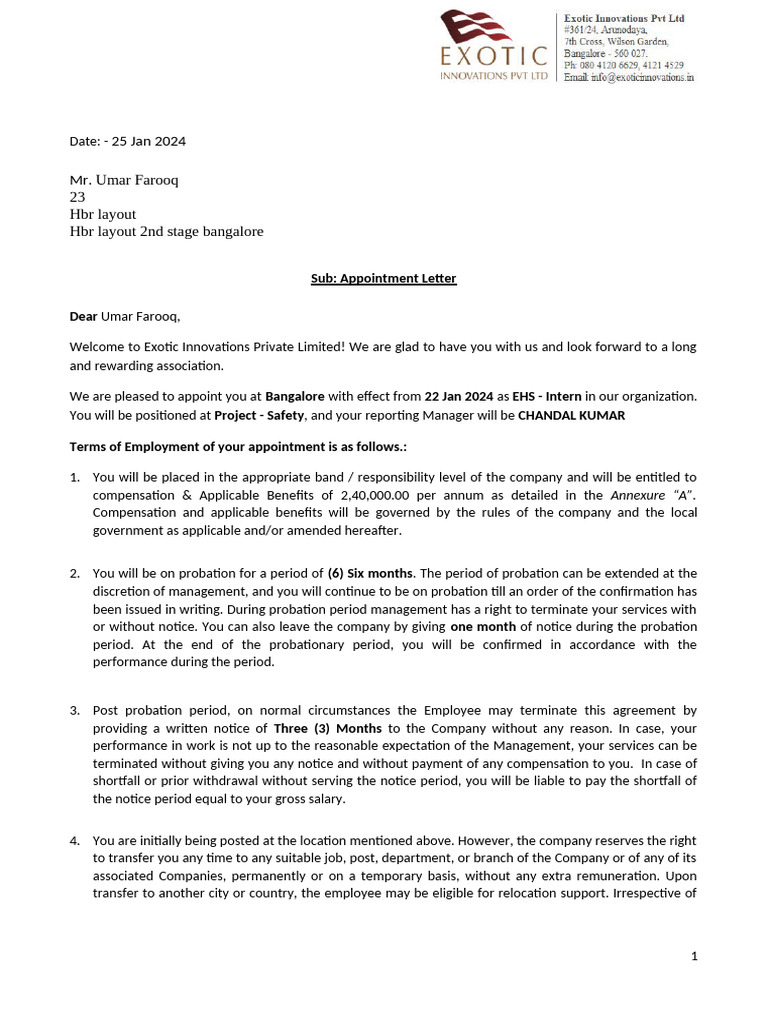 Letter-Appointment Letter Order-25 Jan 2024 - Signed | PDF | Career ...