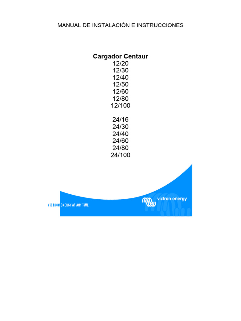 Manual-ES-Cargadores Centaur | PDF | Cargador de batería | Tornillo