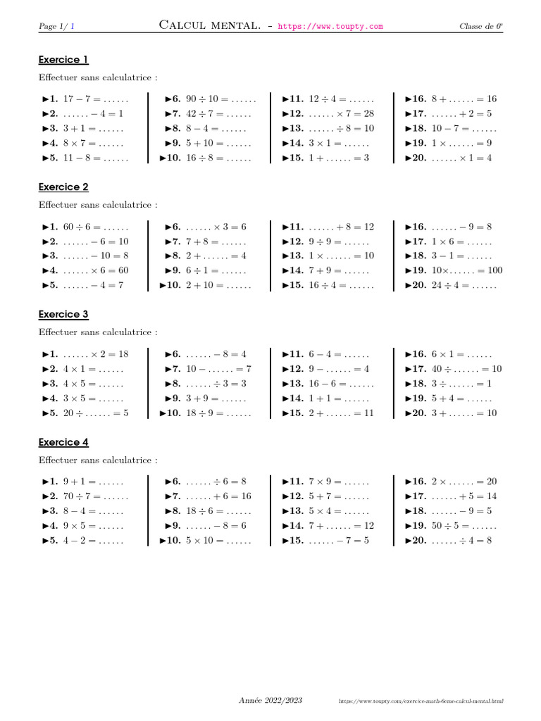 Exercice Calcul | PDF