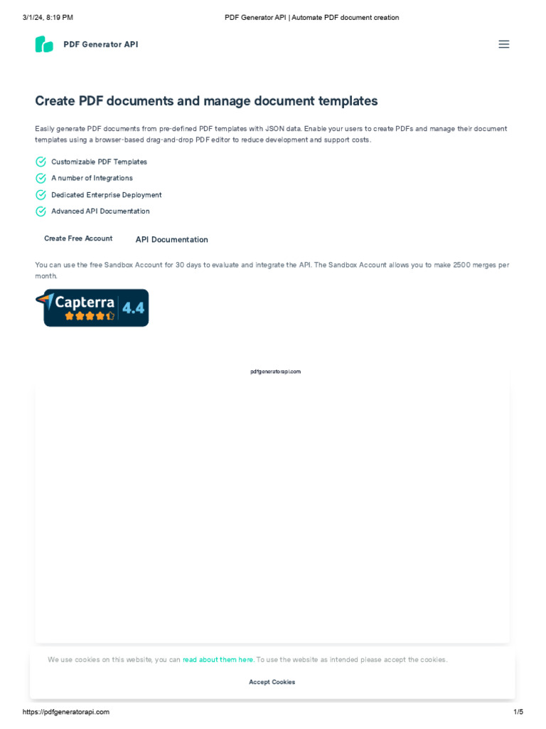 PDF Generator API - Automate PDF Document Creation | Download Free PDF | Http Cookie | Computing