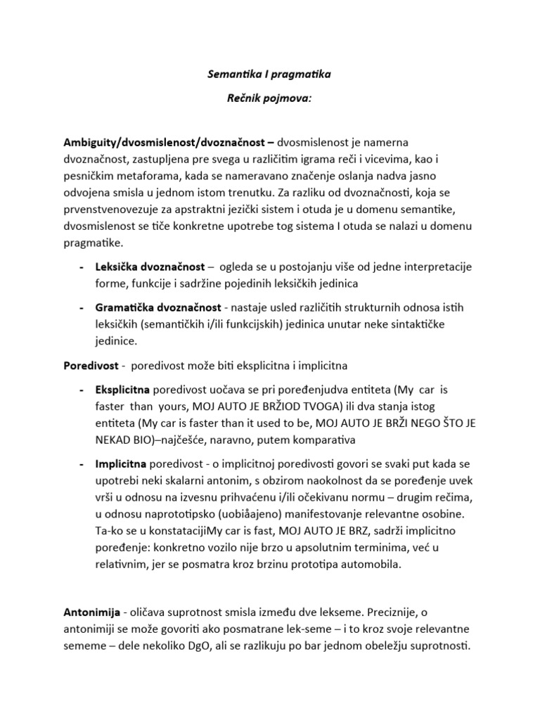 Semantika I Pragmatika | PDF