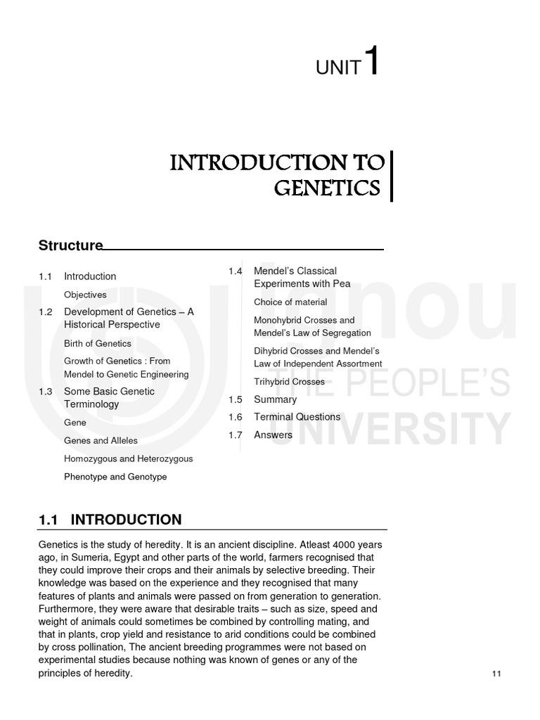 Introduction To Genetics | PDF | Zygosity | Dominance (Genetics)