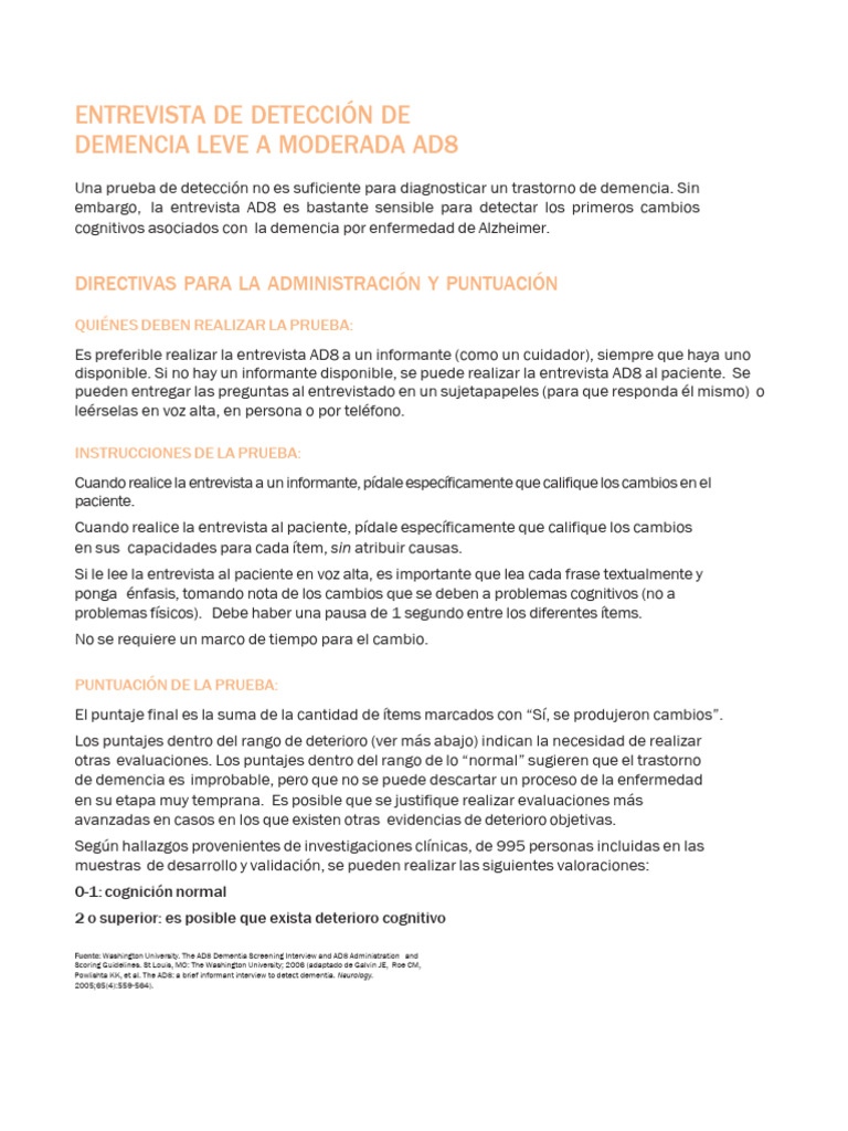 Entrevista AD8 para Detección de Demencia | PDF | Demencia | Ciencias del comportamiento
