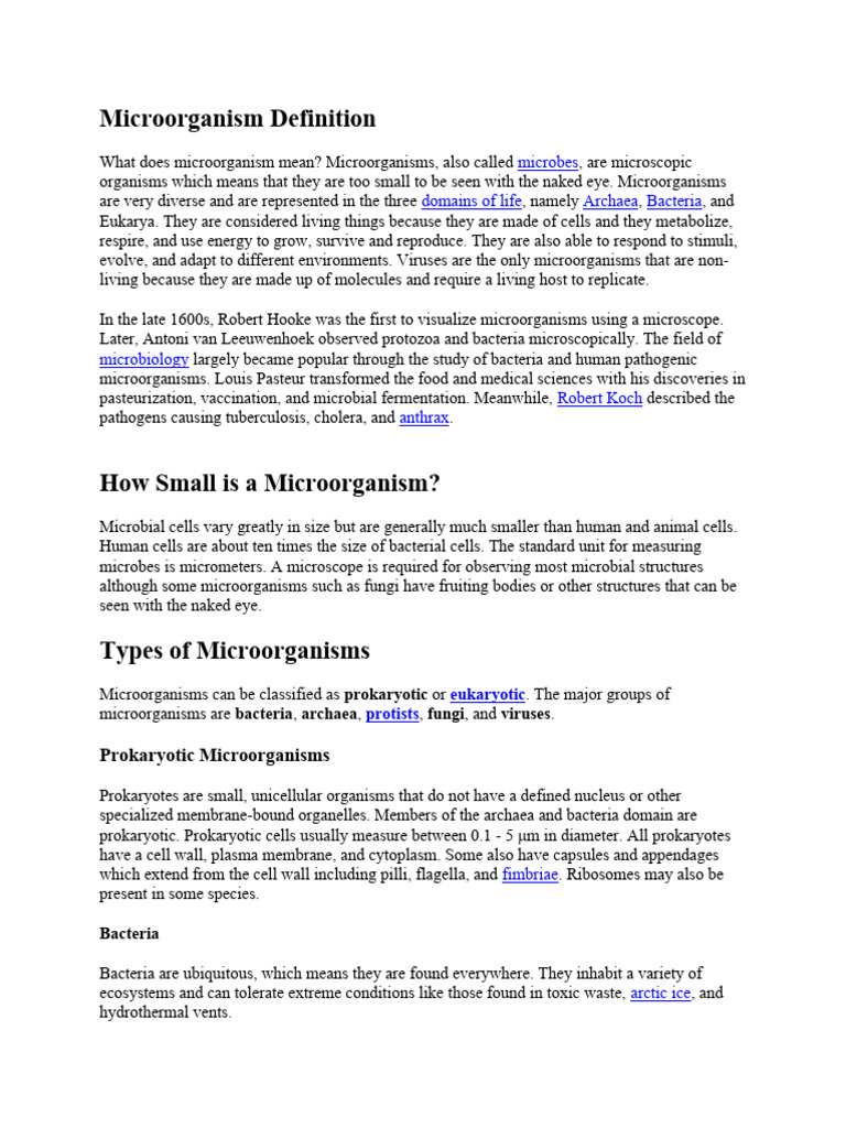 Understanding Microorganisms: Types & Features | PDF | Wellness ...