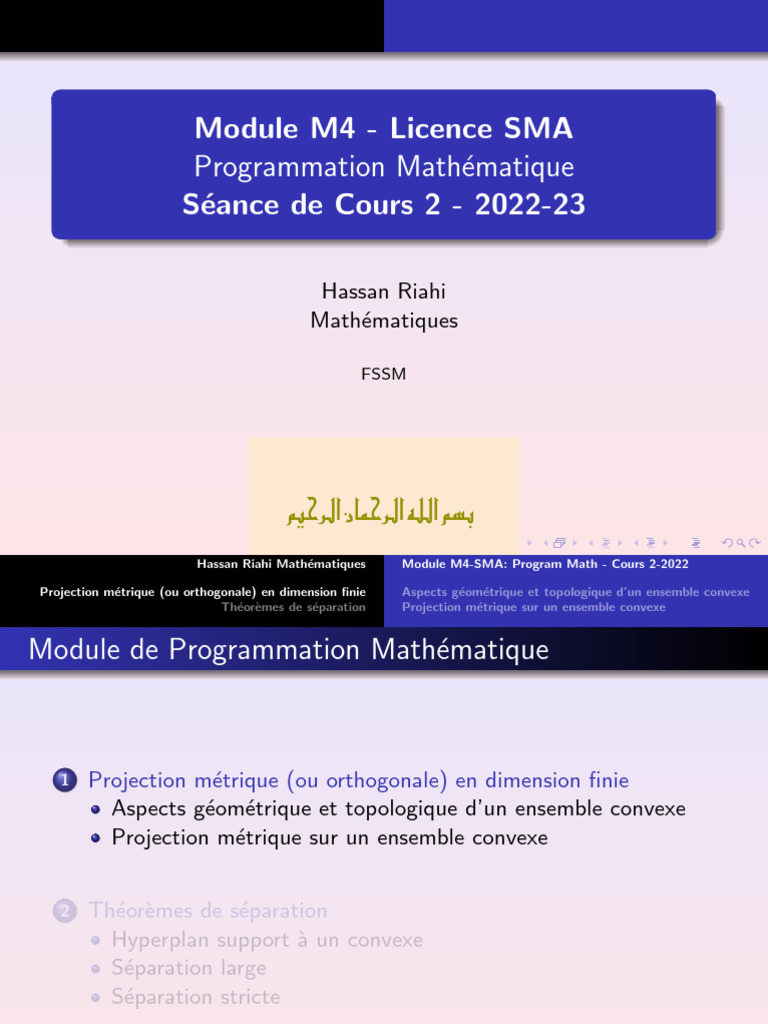 Module M4 - Licence SMA Programmation Math Ematique S Eance de Cours 2 ...