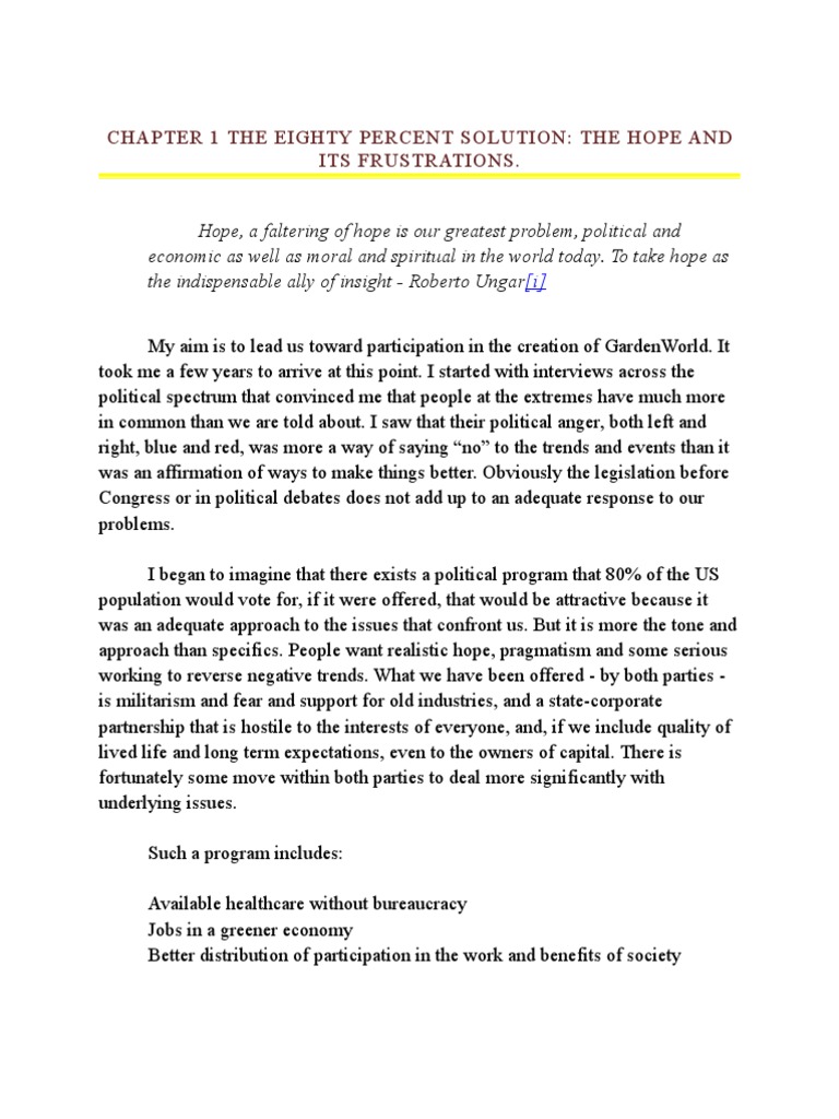 Chapter 1 The Eighty Percent Solution Pdf Wealth Hillary Clinton