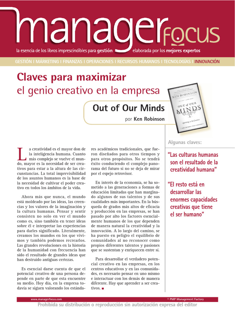 Anexo 1. Claves para Maximizar El Genio Creativo en La Empresa. Ken ...