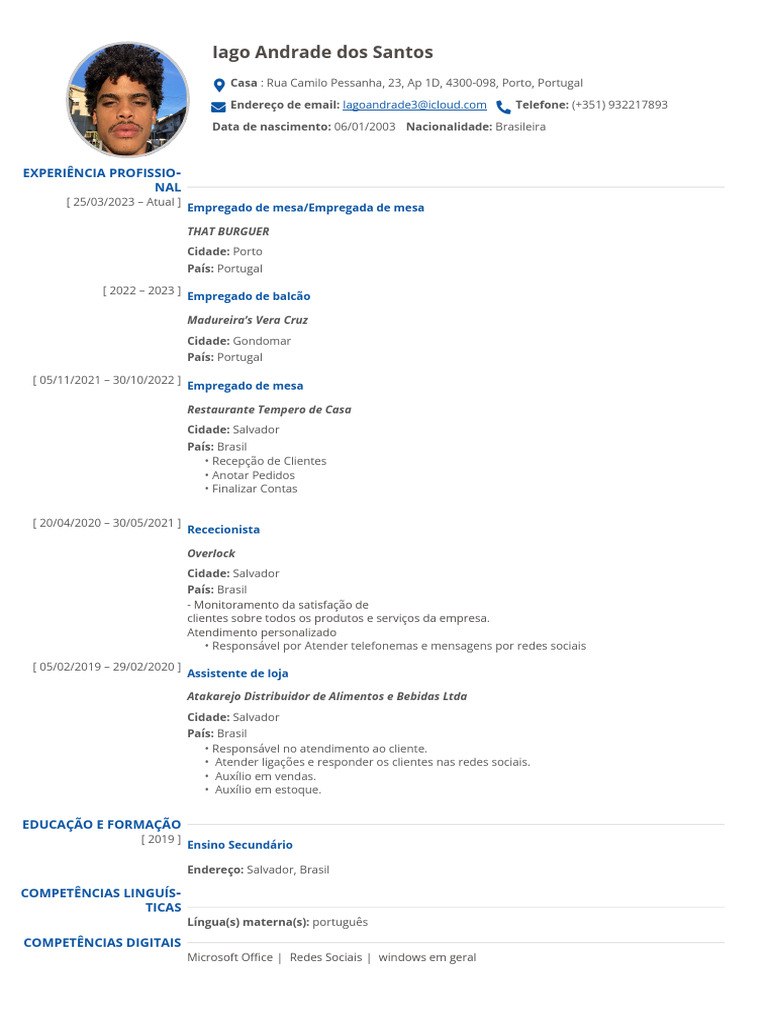CV - Iago Andrade Dos Santos 8 | PDF | Informática