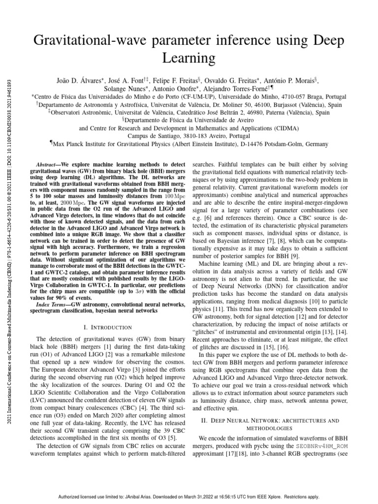 Gravitational Wave Parameter Inference Using Deep Learning Download Free Pdf Signal To Noise