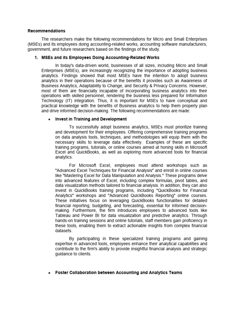 Recommendations PDF | PDF | Analytics | Data Quality