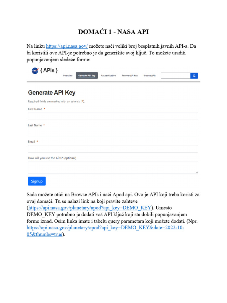 Domaći 1 - Nasa Api | PDF