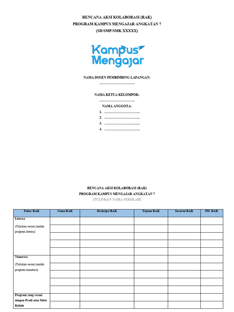 Format Program Kerja Mahasiswa KM 7 | PDF