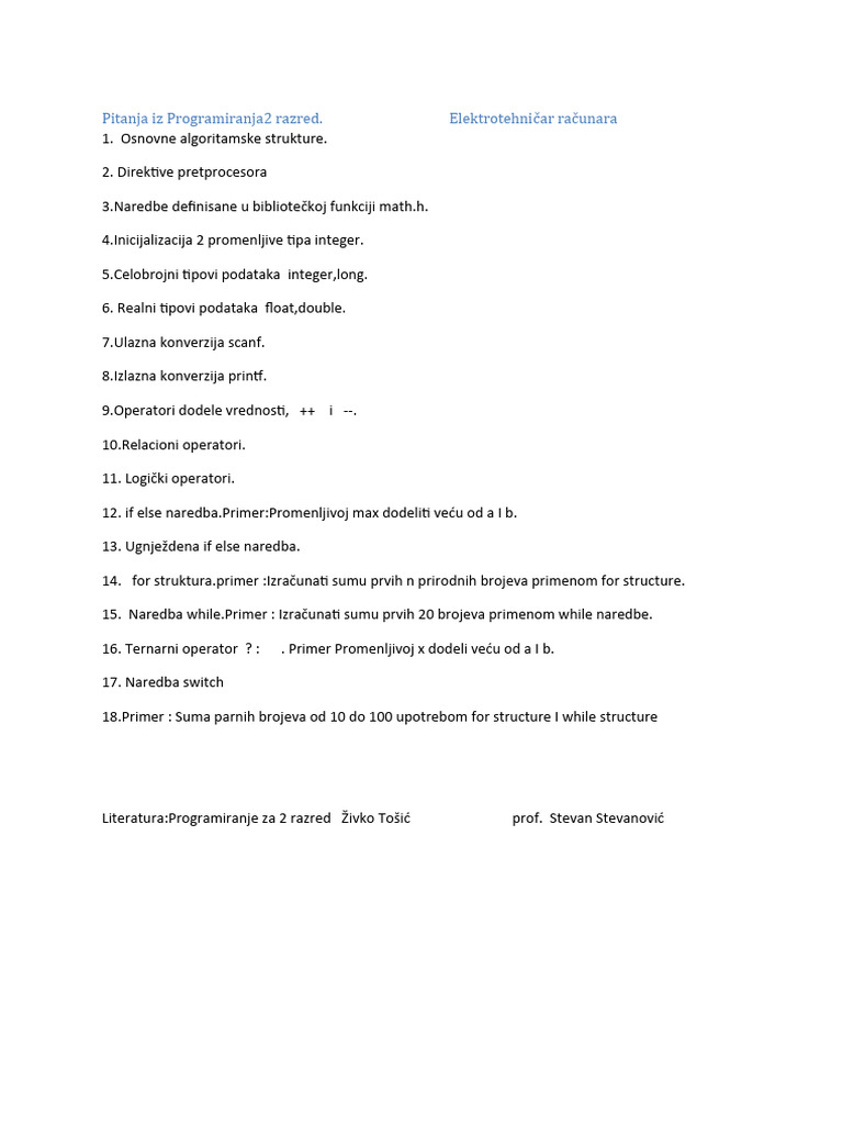 Pitanja Iz Programiranja, El - Mašine | PDF