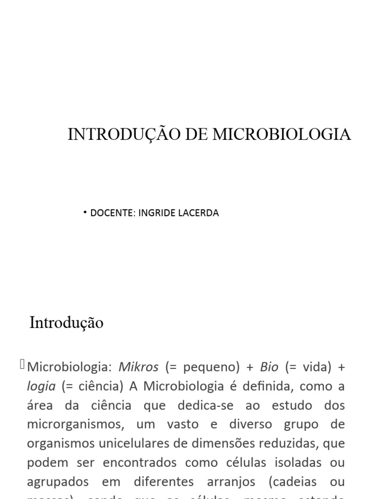 Aula 1 Introducao A Microbiologia | PDF | Vírus | Bactérias
