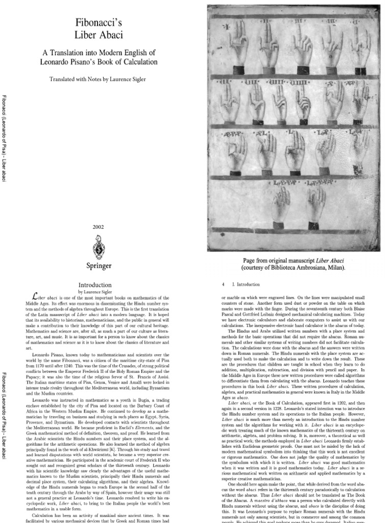Fibonacci's Liber Abaci Explained | PDF | Mathematics | Arithmetic