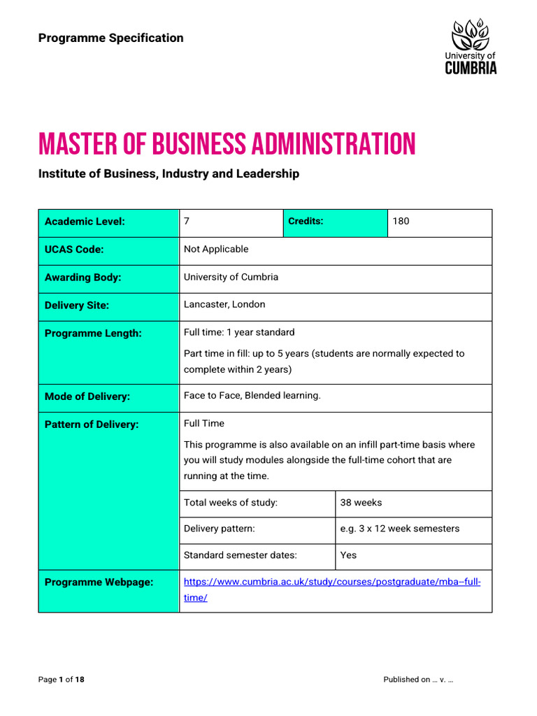 Master of Business Administration | PDF