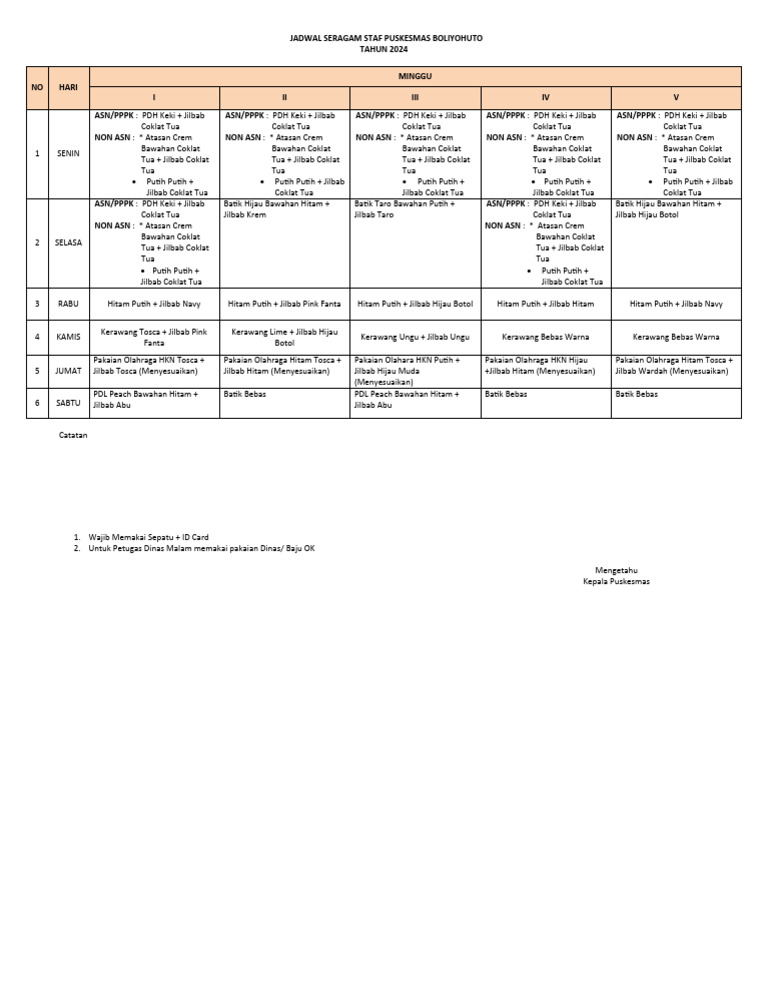 Jadwal Seragam 2024 | PDF