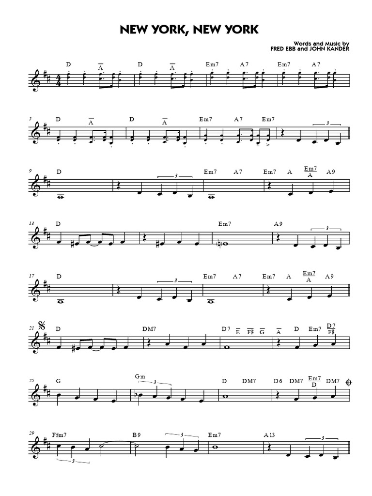 New York New York Lead Sheet | PDF