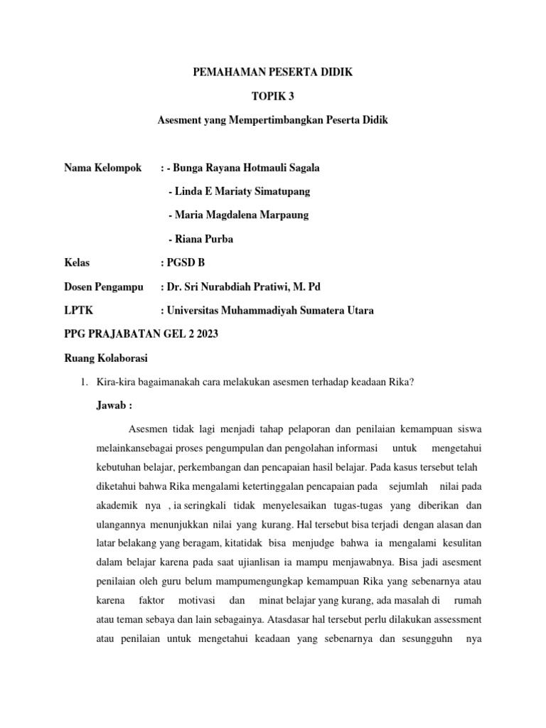 Topik 3 - Ruang Kolaborasi - Kelompok 3-1 | PDF | Pengembangan Diri | Kesehatan Holistik