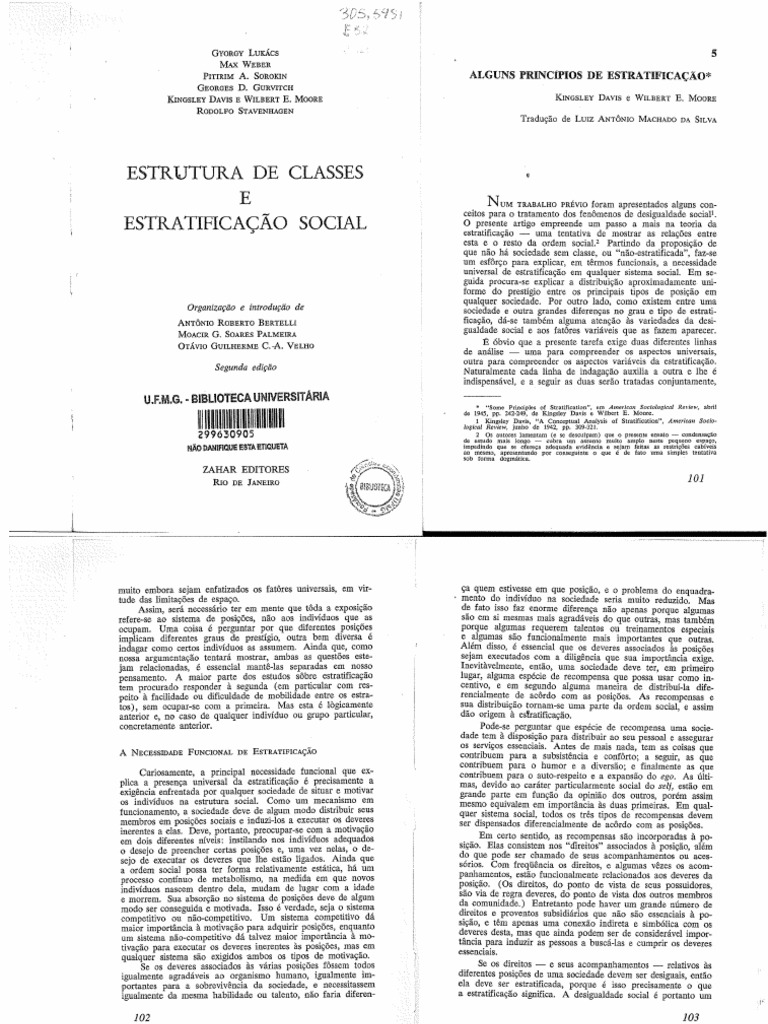 (DAVIS MOORE, 1945) AlgunsPrincípiosEstratificação | PDF