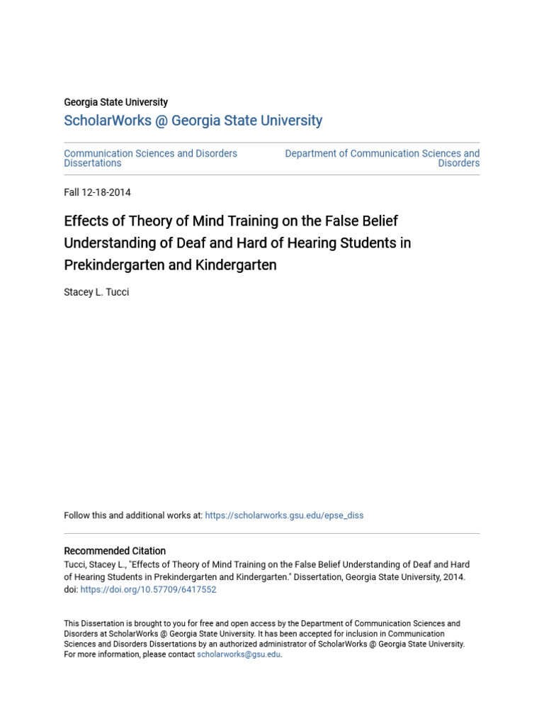 Effects of Theory of Mind Training On The False Belief Understand | PDF ...