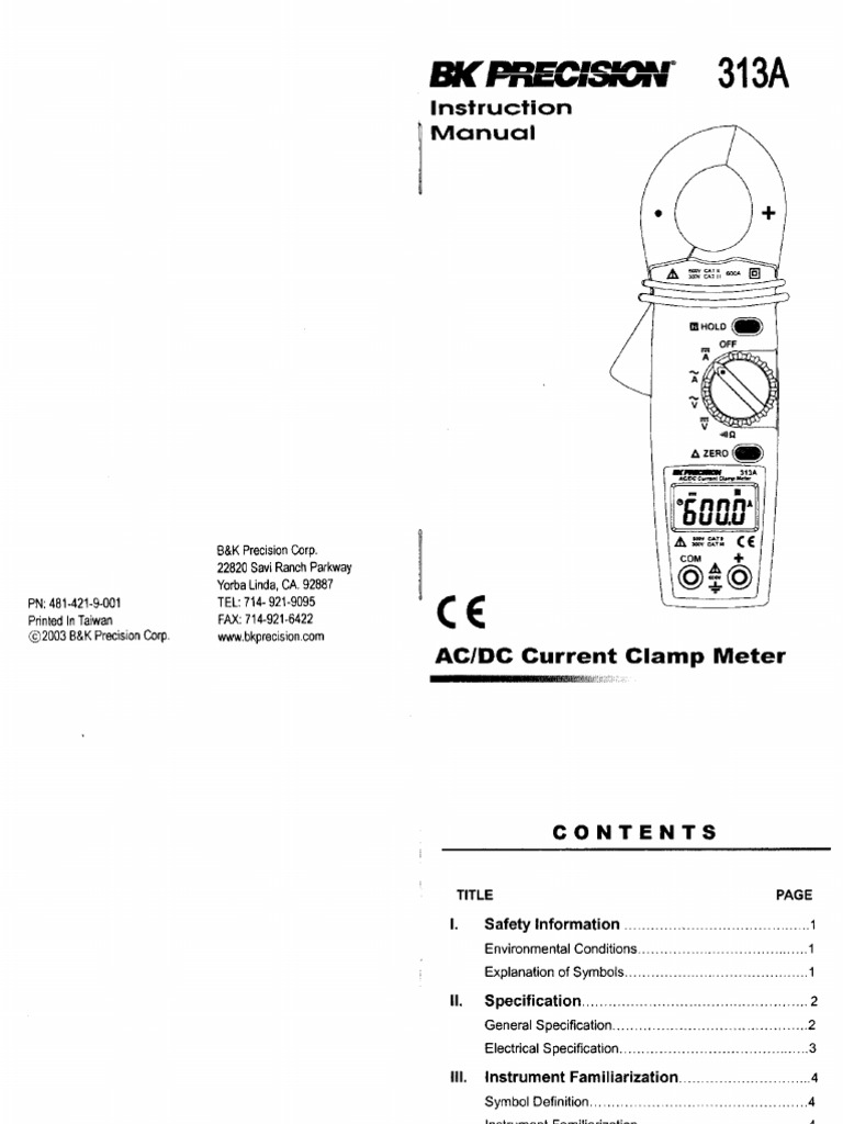 BK Precision 313A User Manual | PDF