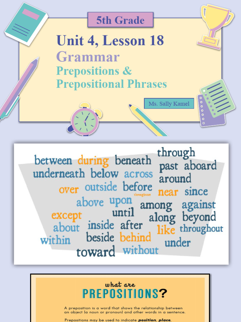 Grammar Lesson 18 (Prepositions) | PDF