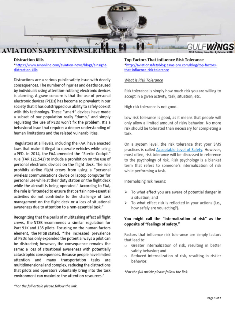 Aviation Safety: Distraction Risks | PDF | Risk | Safety