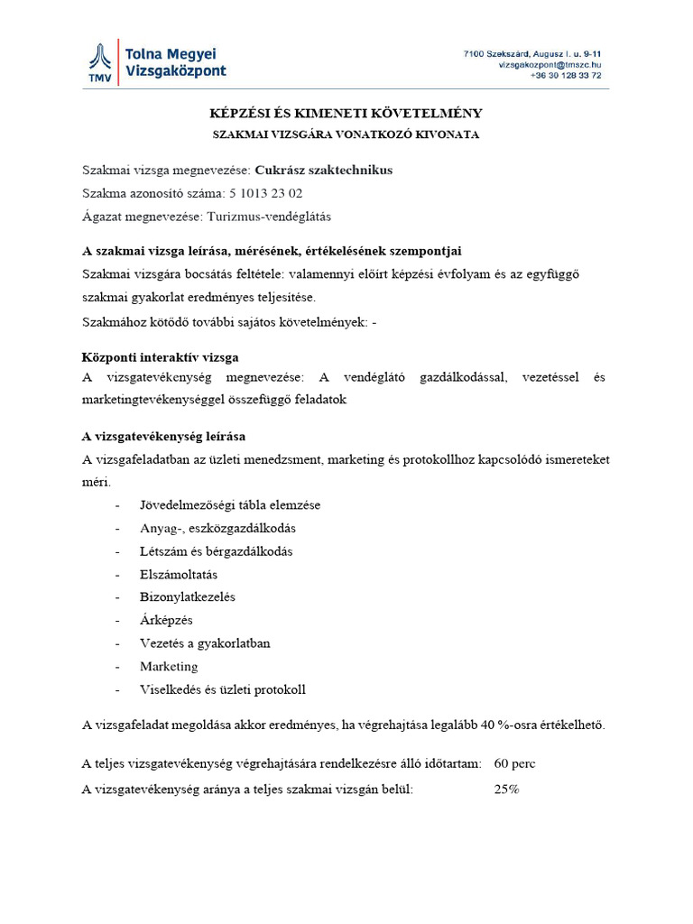 Cukrasz Szaktechnikus | PDF