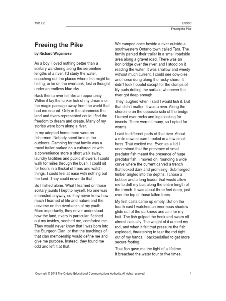 Freeing The Pike - Richard Wagamese | PDF | Poetry | Young Adult