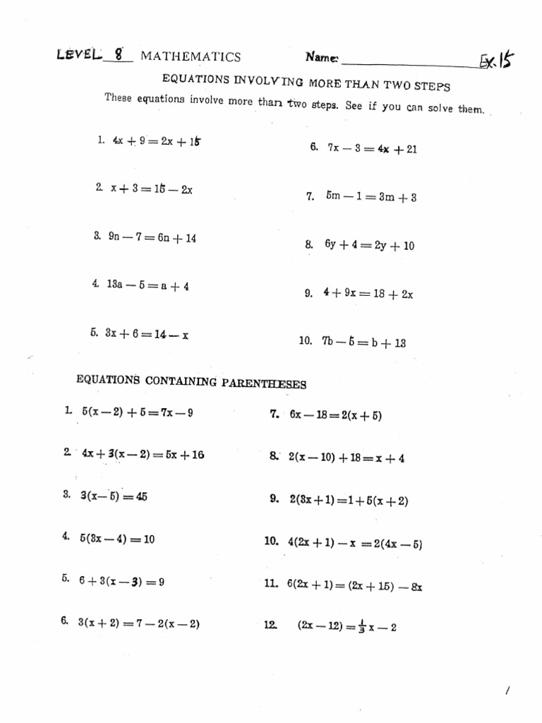 L8 Ex 15 - Equation of Two Steps | PDF