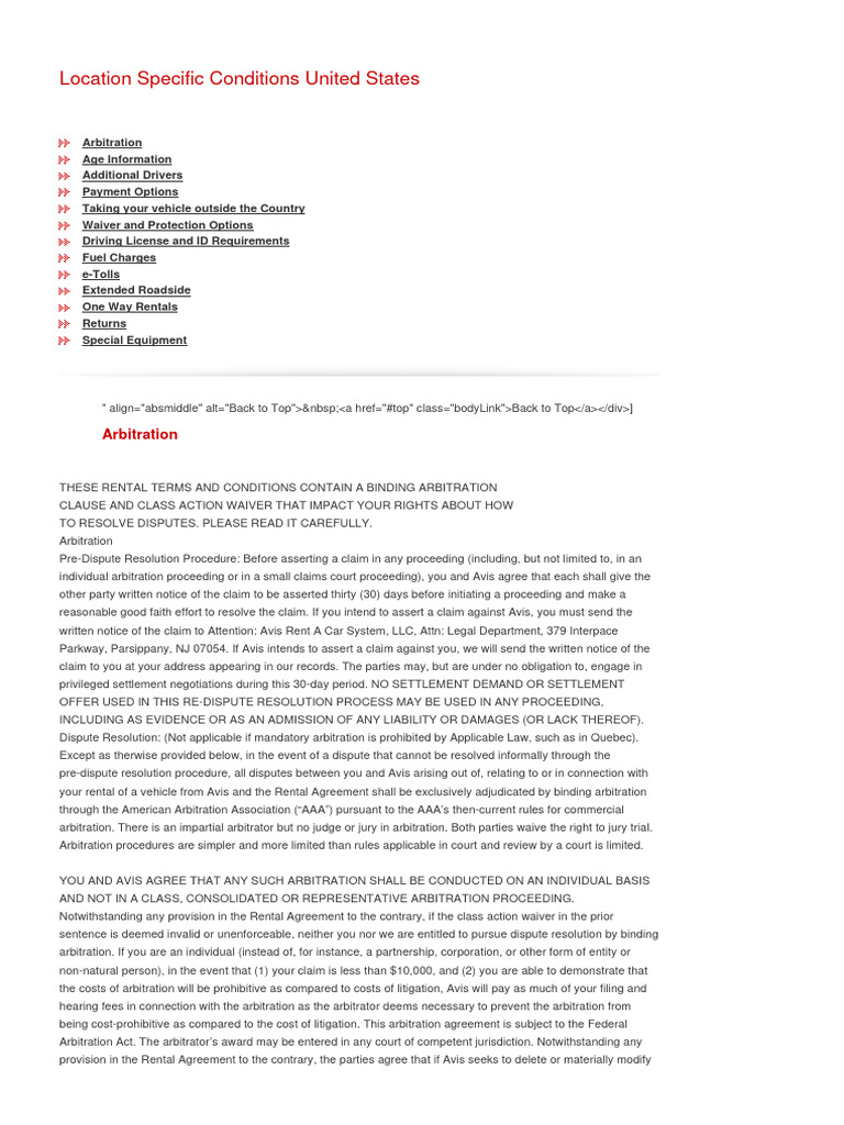 Location Specific Conditions | PDF | Arbitration | Credit Card