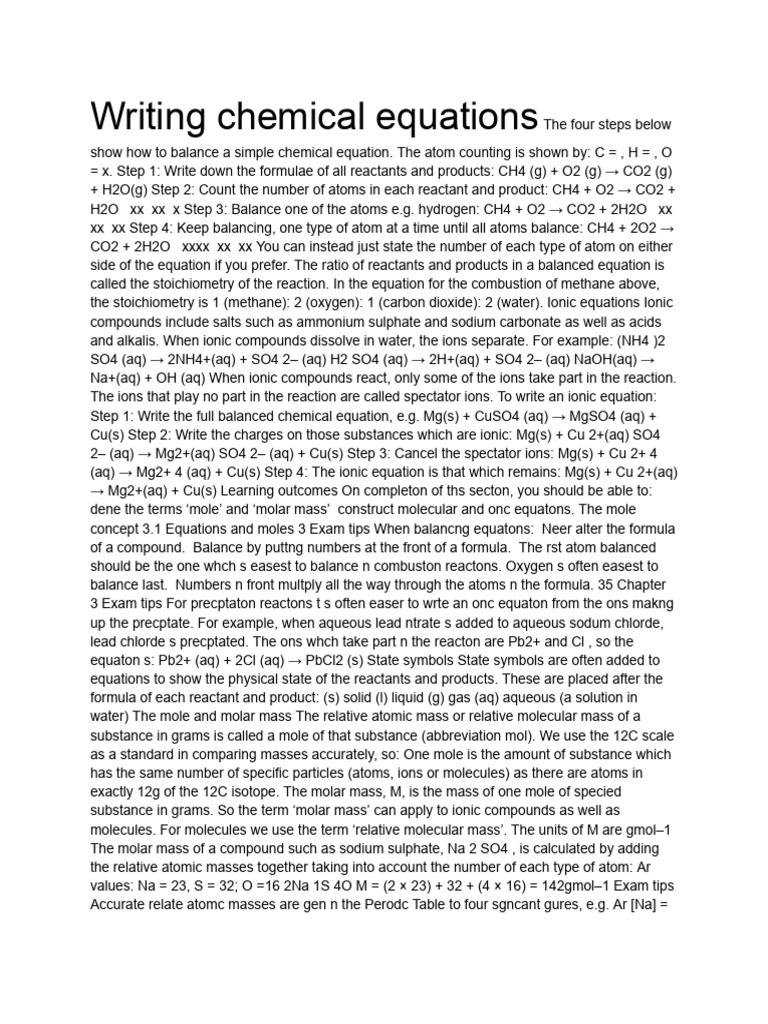 Chemical Equations | PDF | Technology & Engineering