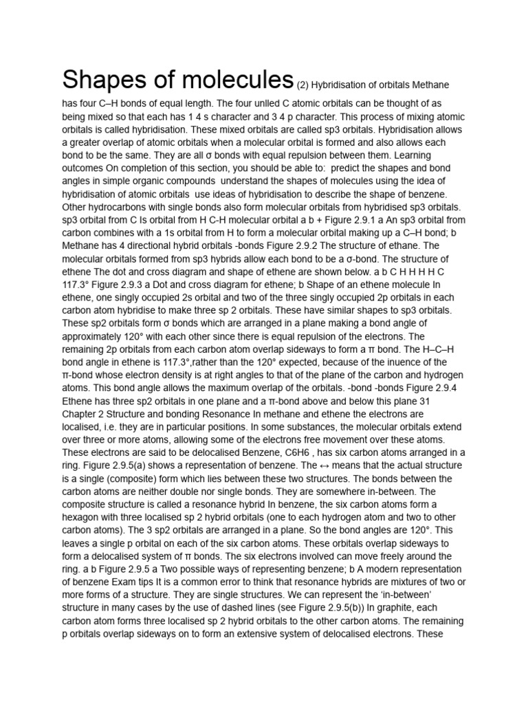 Shape of Molecules | PDF | Molecular Orbital | Chemical Substances