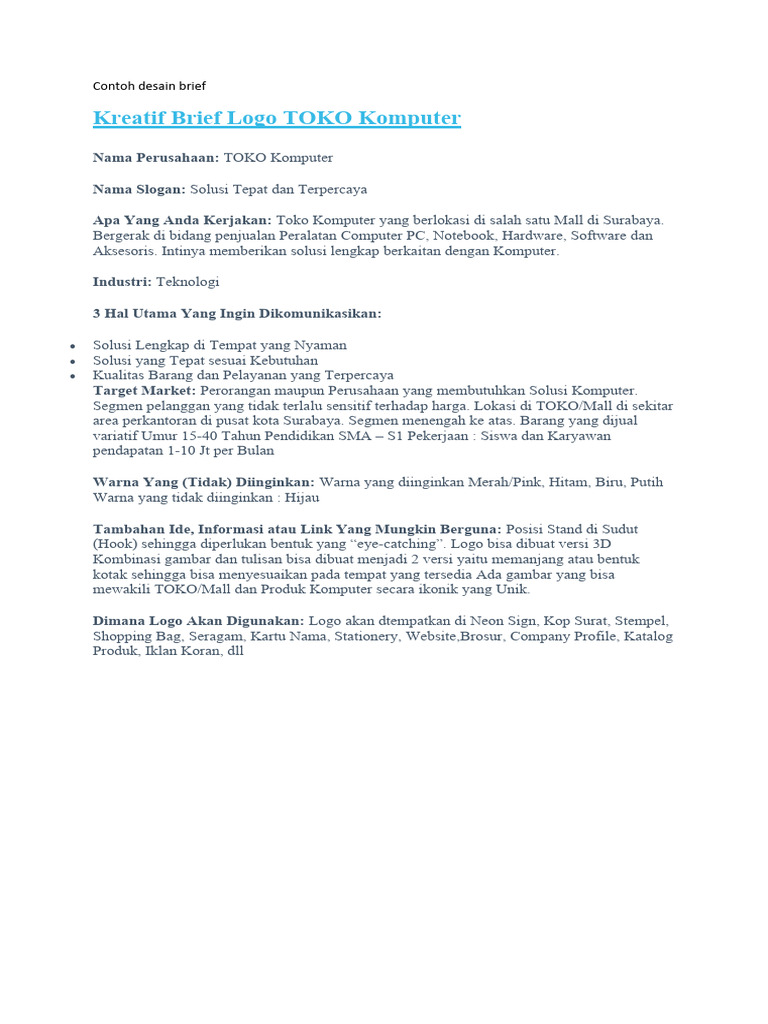 Contoh Desain Brief | PDF
