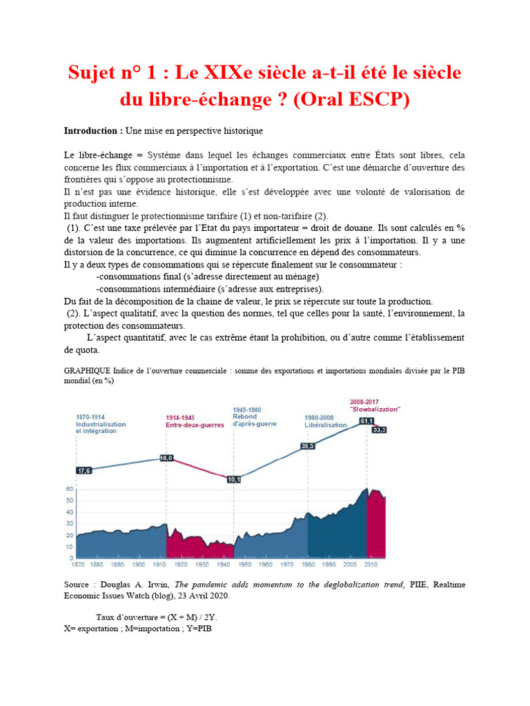 Libre-échange au XIXe siècle : enjeux et évolutions | PDF | Libre ...
