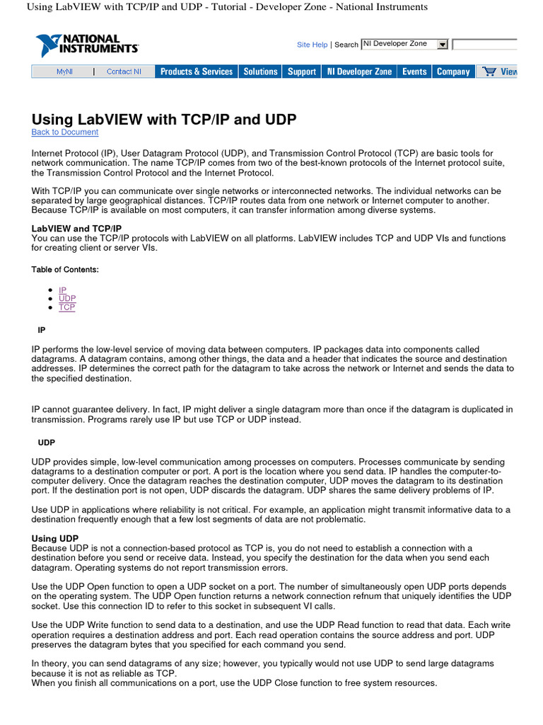 Using LabVIEW With TCP-IP and UDP | PDF | Business | Technology ...