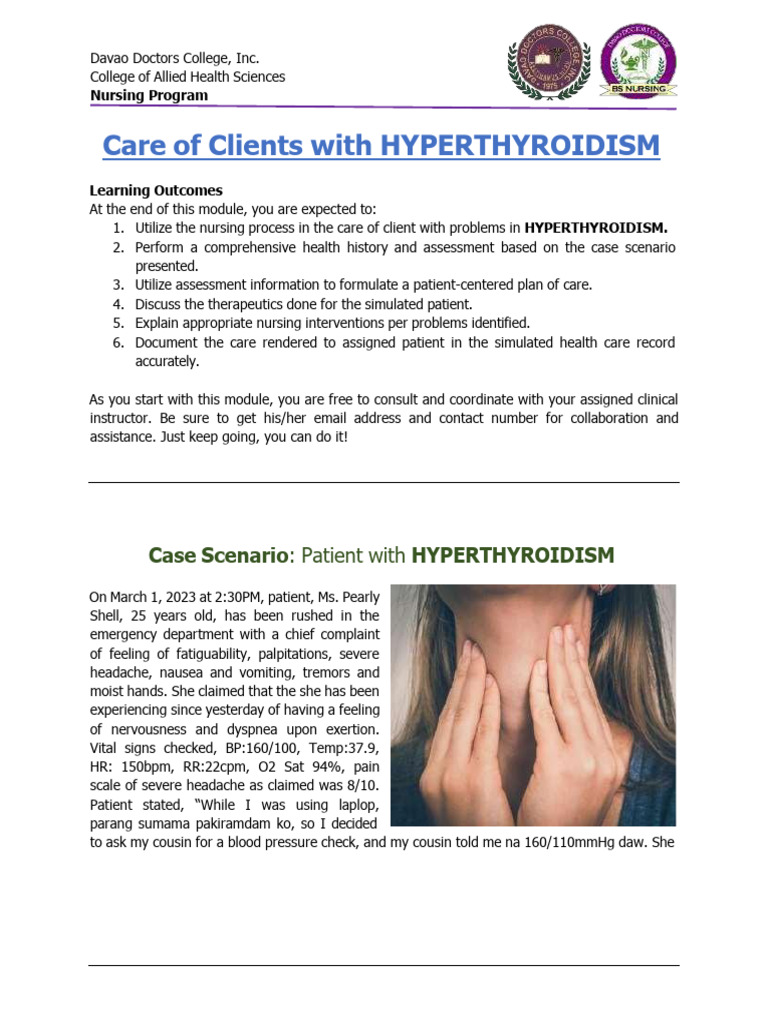 Hyperthyroidism Nursing Care Guide | PDF | Nursing | Electrocardiography