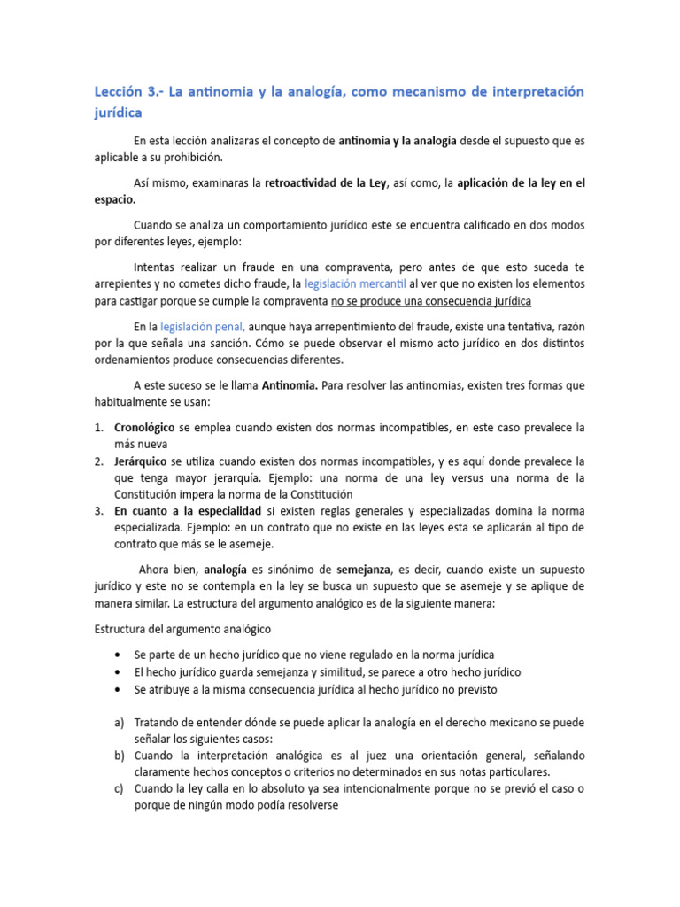 U1 - Lección 3. La Antinomia y La Analogía Como Mecanismo de ...