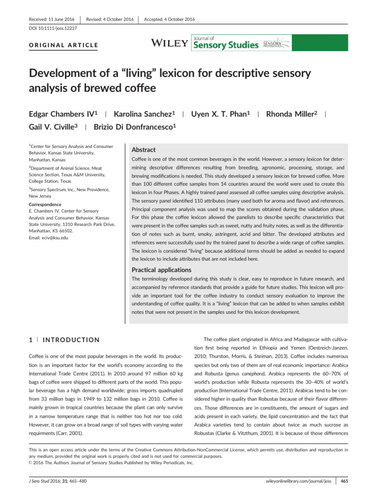 Journal of Sensory Studies - 2016 - Chambers - Development of A Living ...